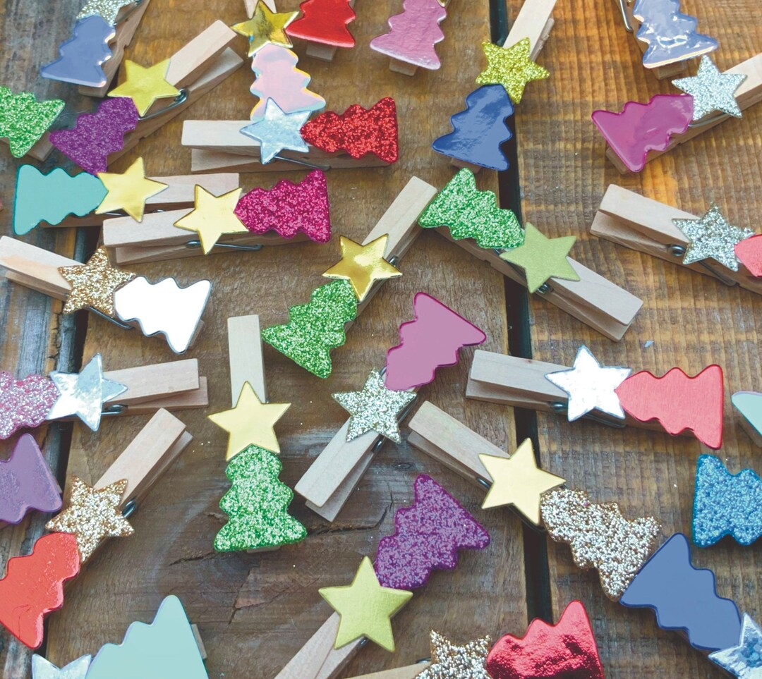 Set of 20 Super Cute, Midi Christmas Tree Craft Display Pegs, Ideas to ...