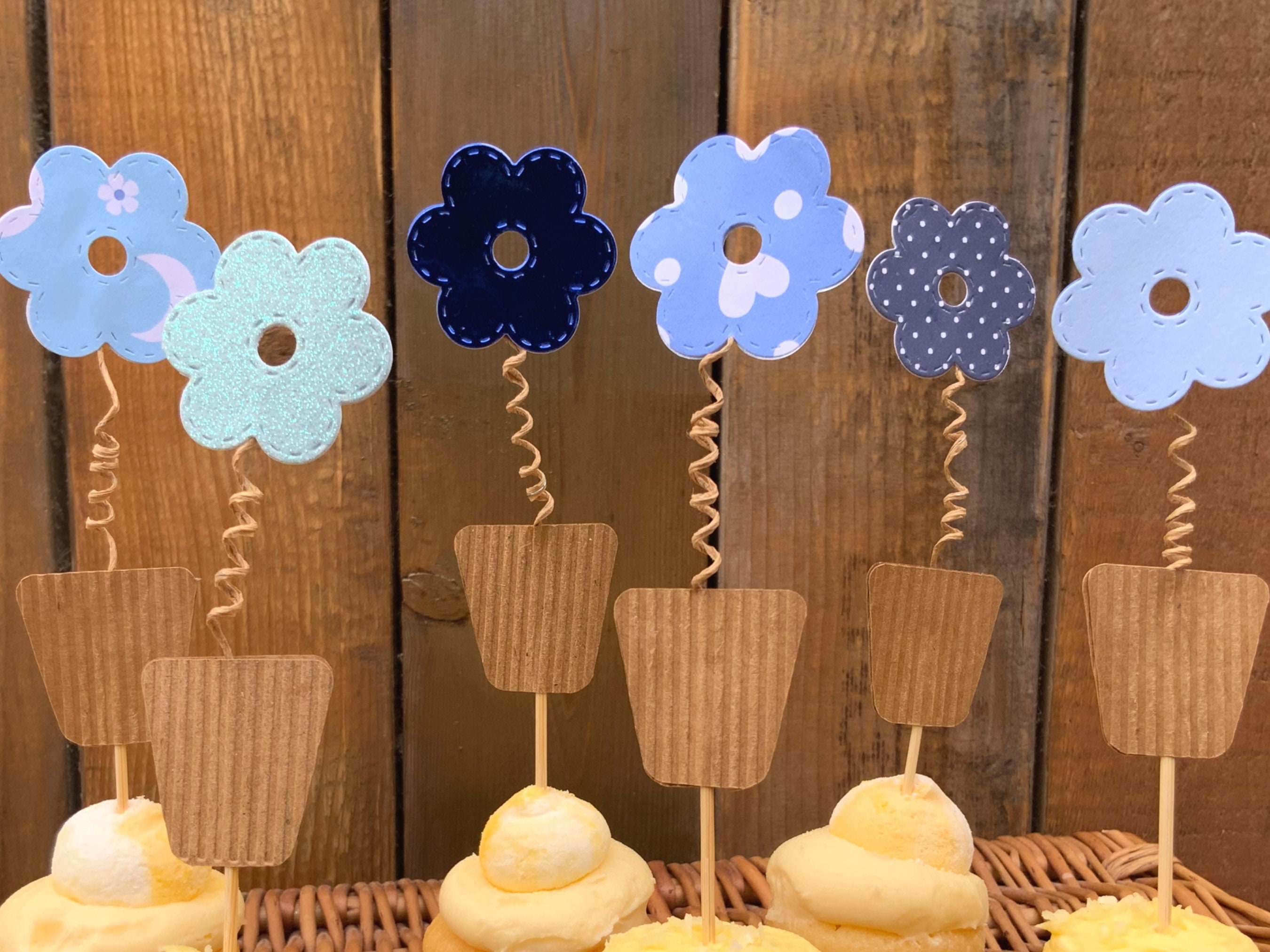 Flower Daisy Cupcake Toppers Set of 12 Baby Shower Gender - Etsy