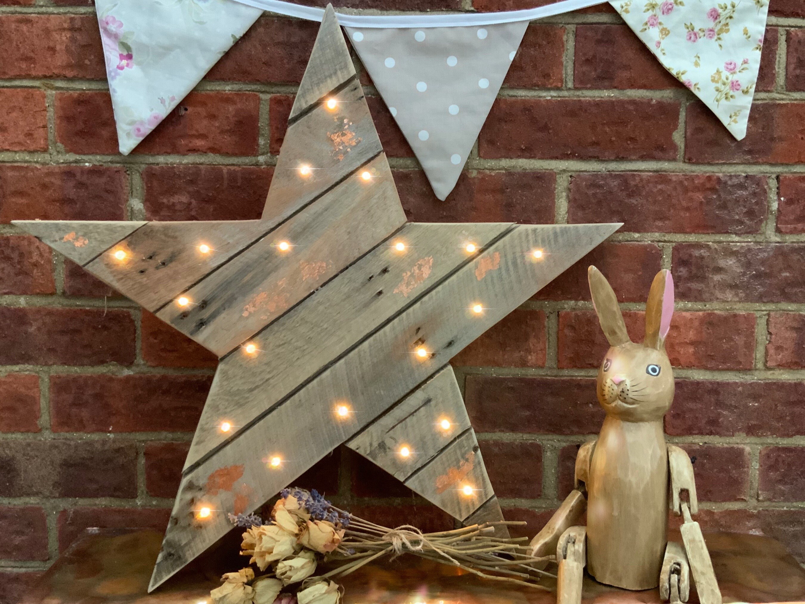 Large Rustic Wooden Star Light up Wall Art Reclaimed Wood - Etsy UK