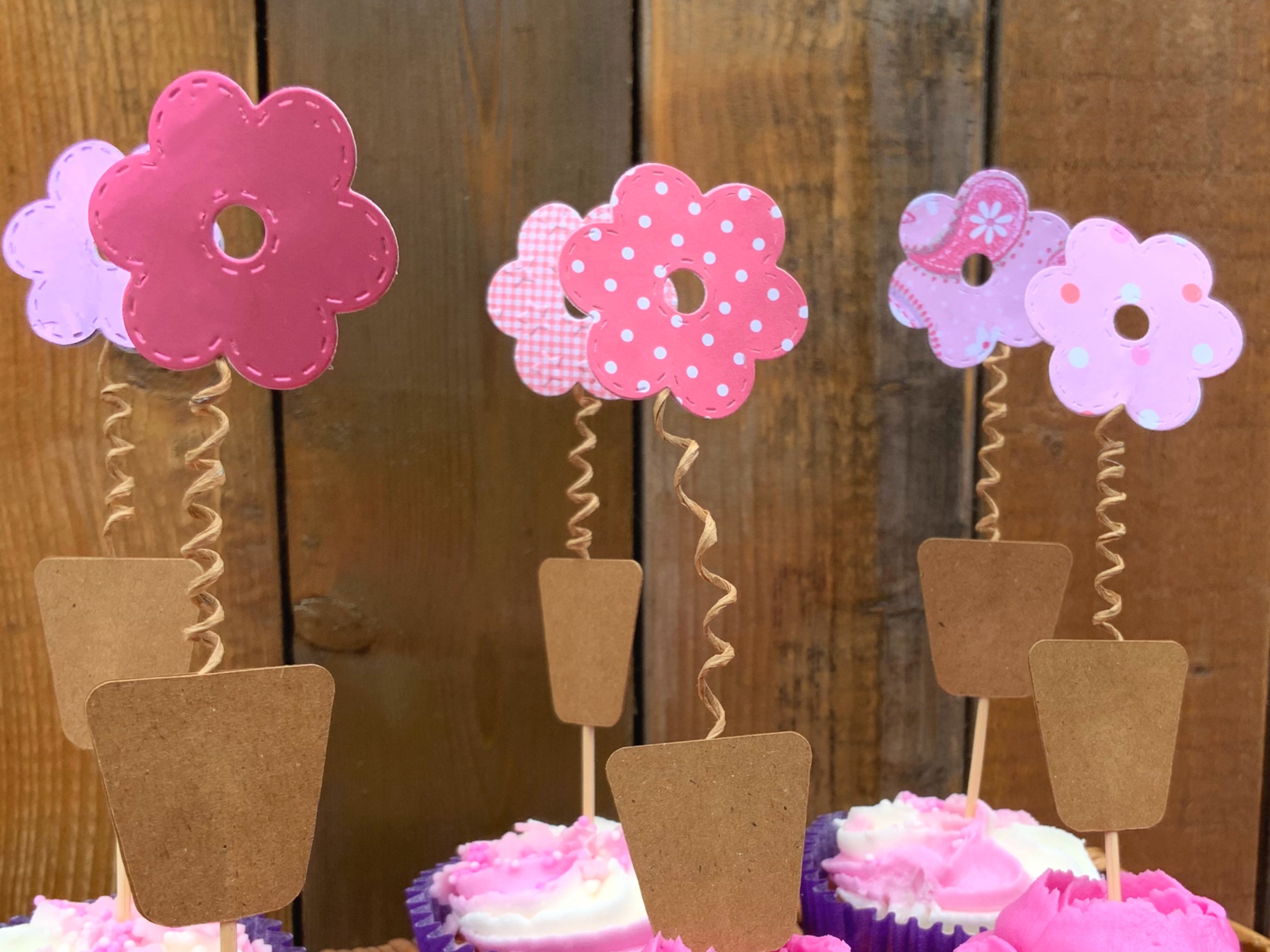 Flower Daisy Cupcake Toppers Set of 12 Baby Shower Gender - Etsy