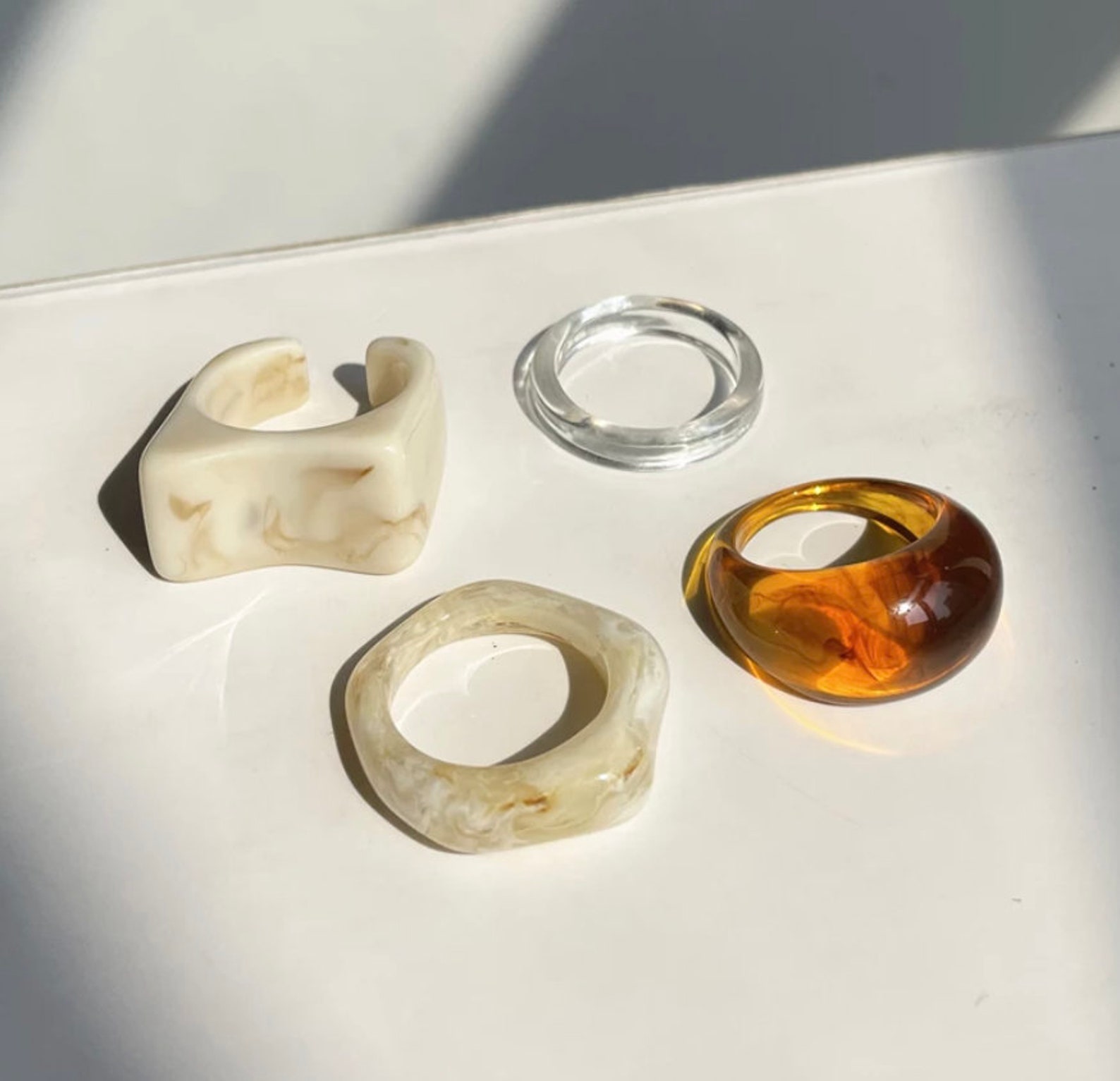 Neutral Acrylic Resin Rings - Resin Rings | Chunky Rings | Irregular ...