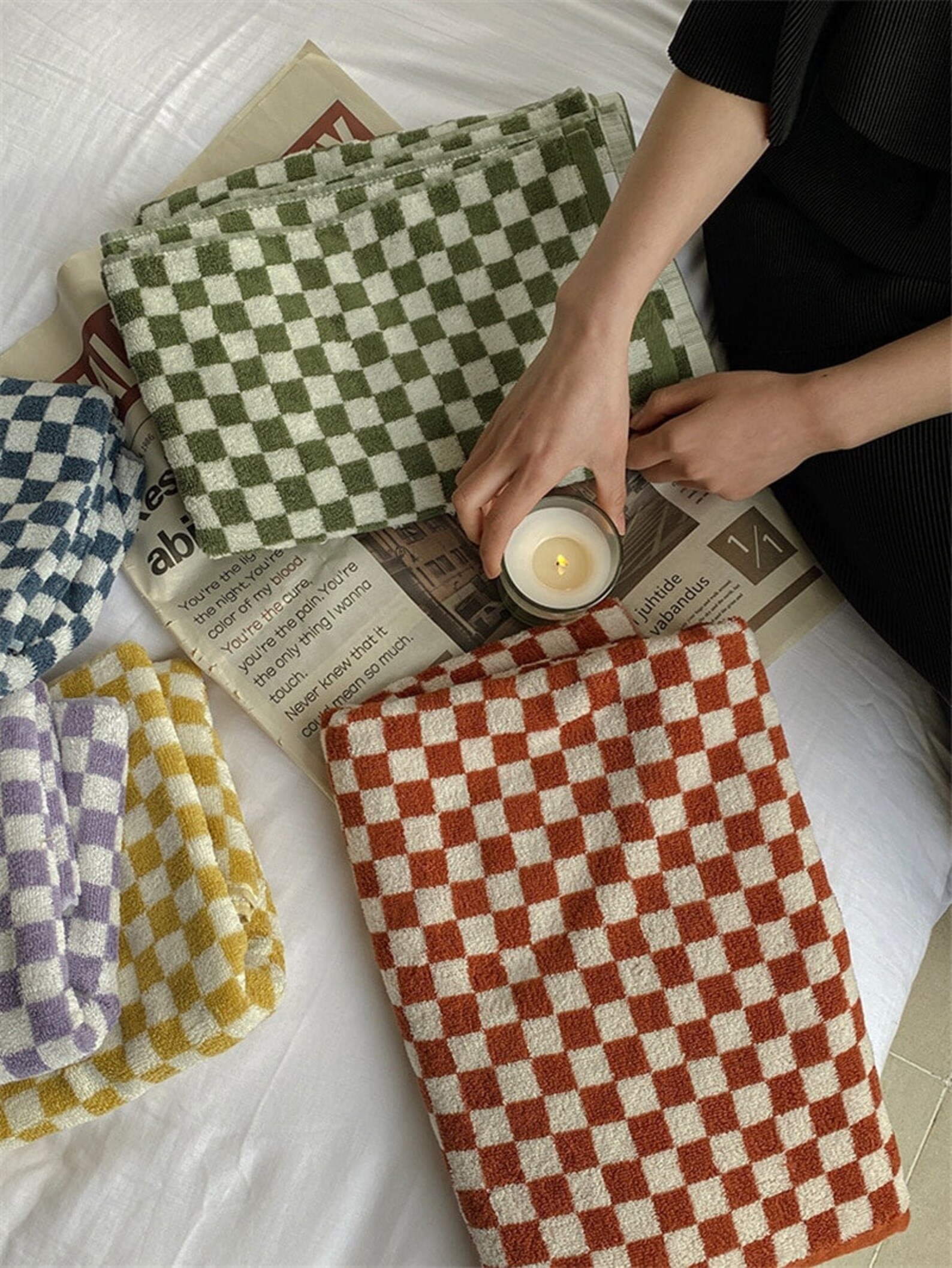 Checkered Hand Towel 14x30 - Etsy