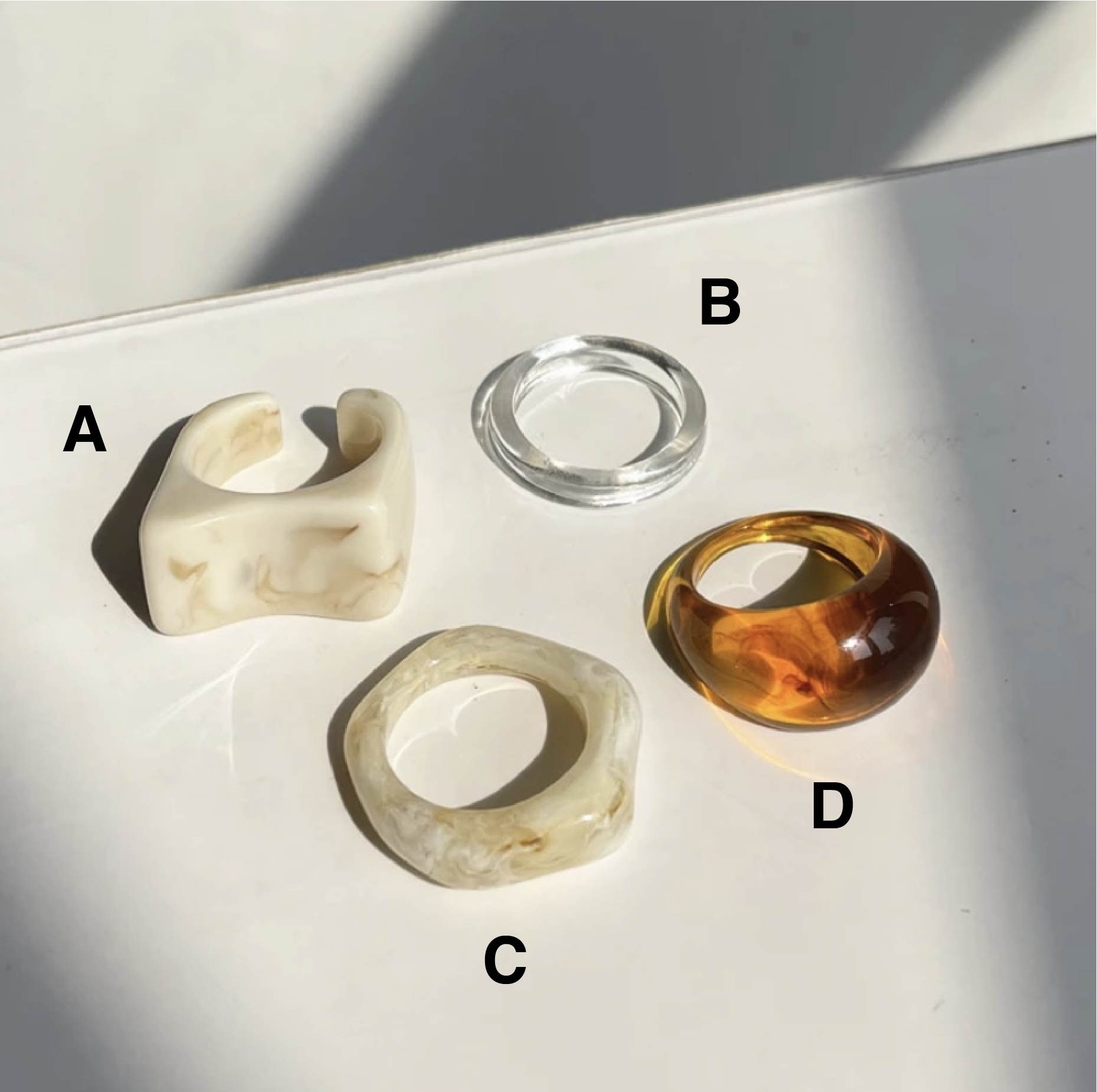 Neutral Acrylic Resin Rings - Resin Rings | Chunky Rings | Irregular ...