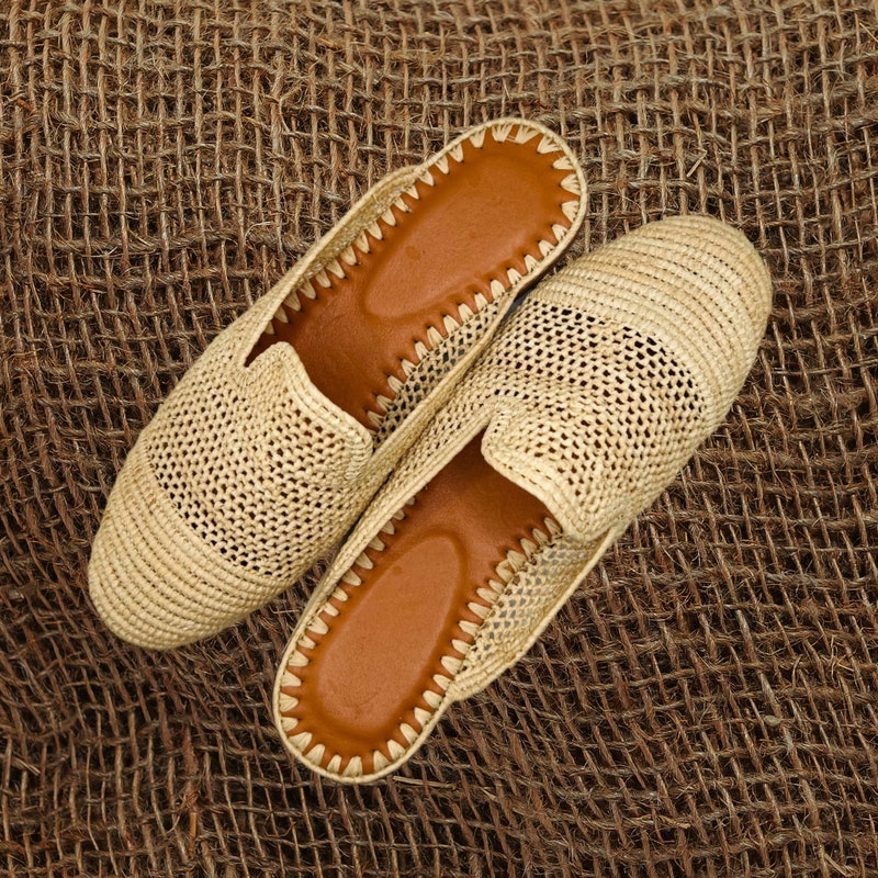 Raffia Slippers - Etsy