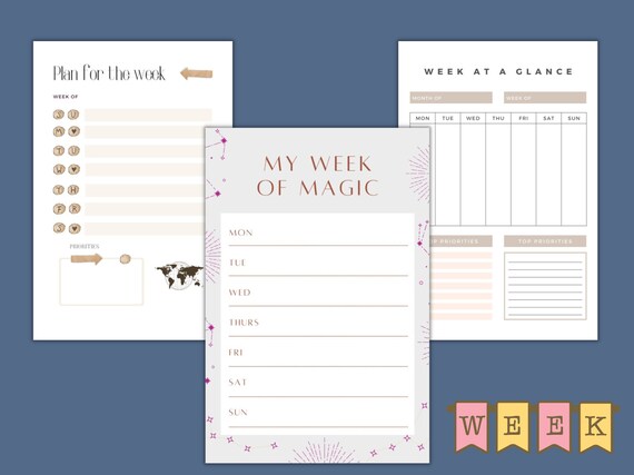 Weekly Planner Bundle Week at a Glance Printable Weekly - Etsy