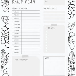 Undated Daily Planner and Coloring Page | Digital Download | Daily ...