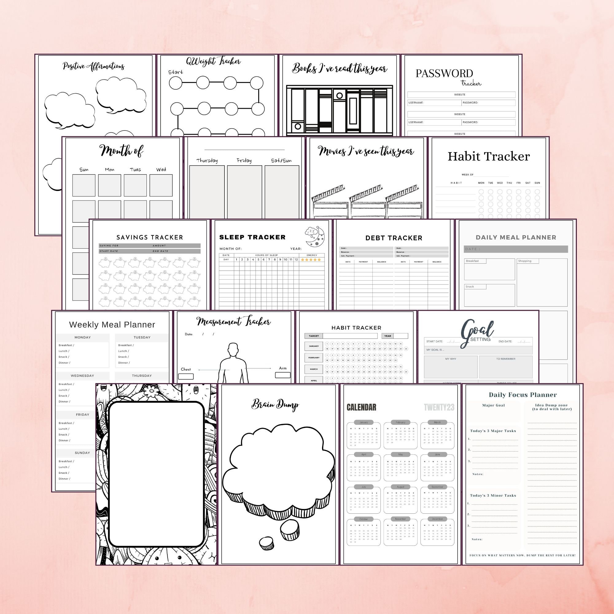 UPDATED! Pre-made BUJO Layouts Perfect Tracker Starter Set - Etsy