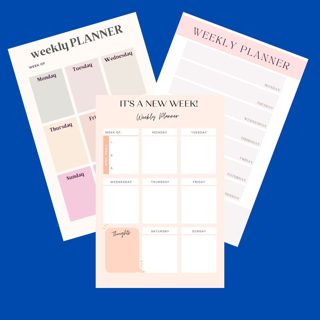 Weekly Planner Bundle | Week at a Glance | Printable Weekly Agenda ...