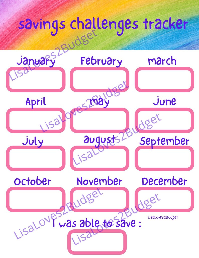 Yearly Savings Tracker, Monthly Savings Tracker, Save Money, Monthly ...