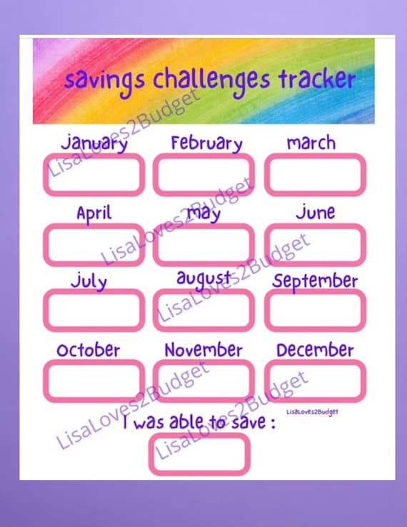 Yearly Savings Tracker Monthly Savings Tracker Save Money | Etsy