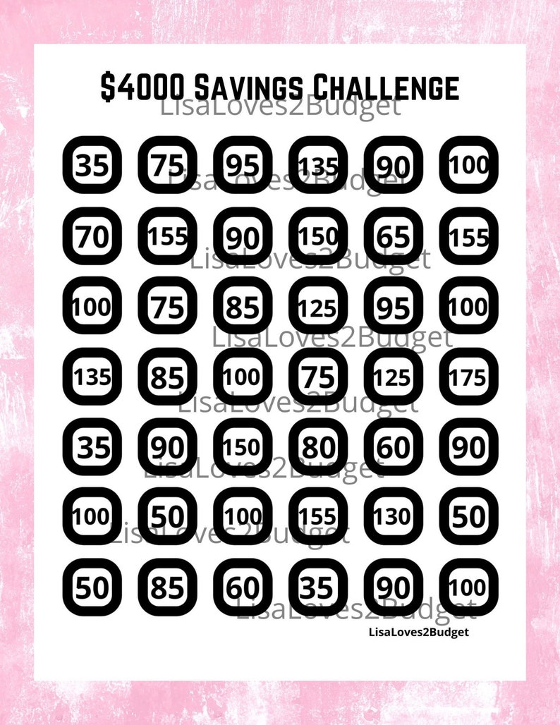 4000 Savings Challenge, Save 4000, Savings Challenge, Digital Download ...