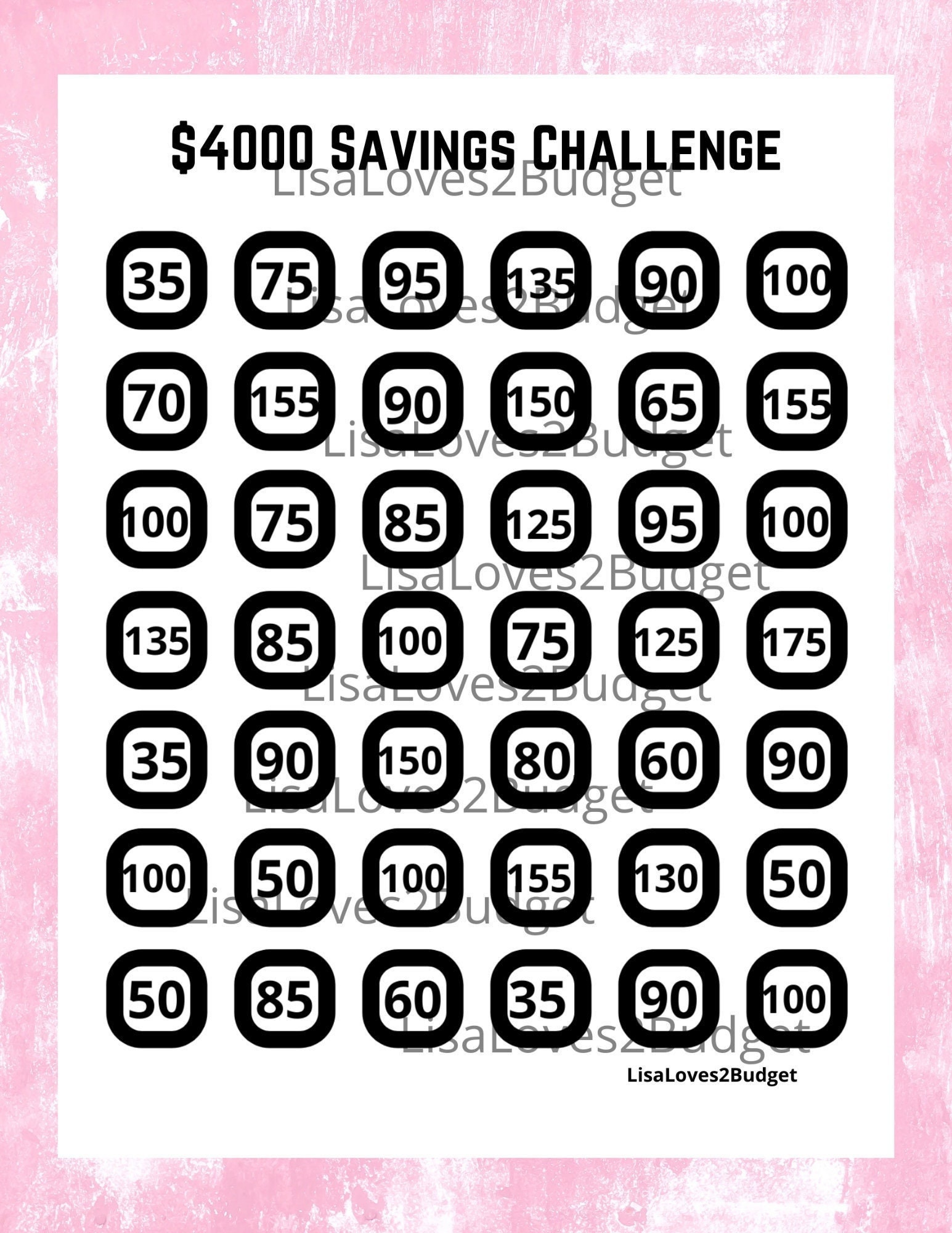 4000 Savings Challenge, Save 4000, Savings Challenge, Digital Download ...