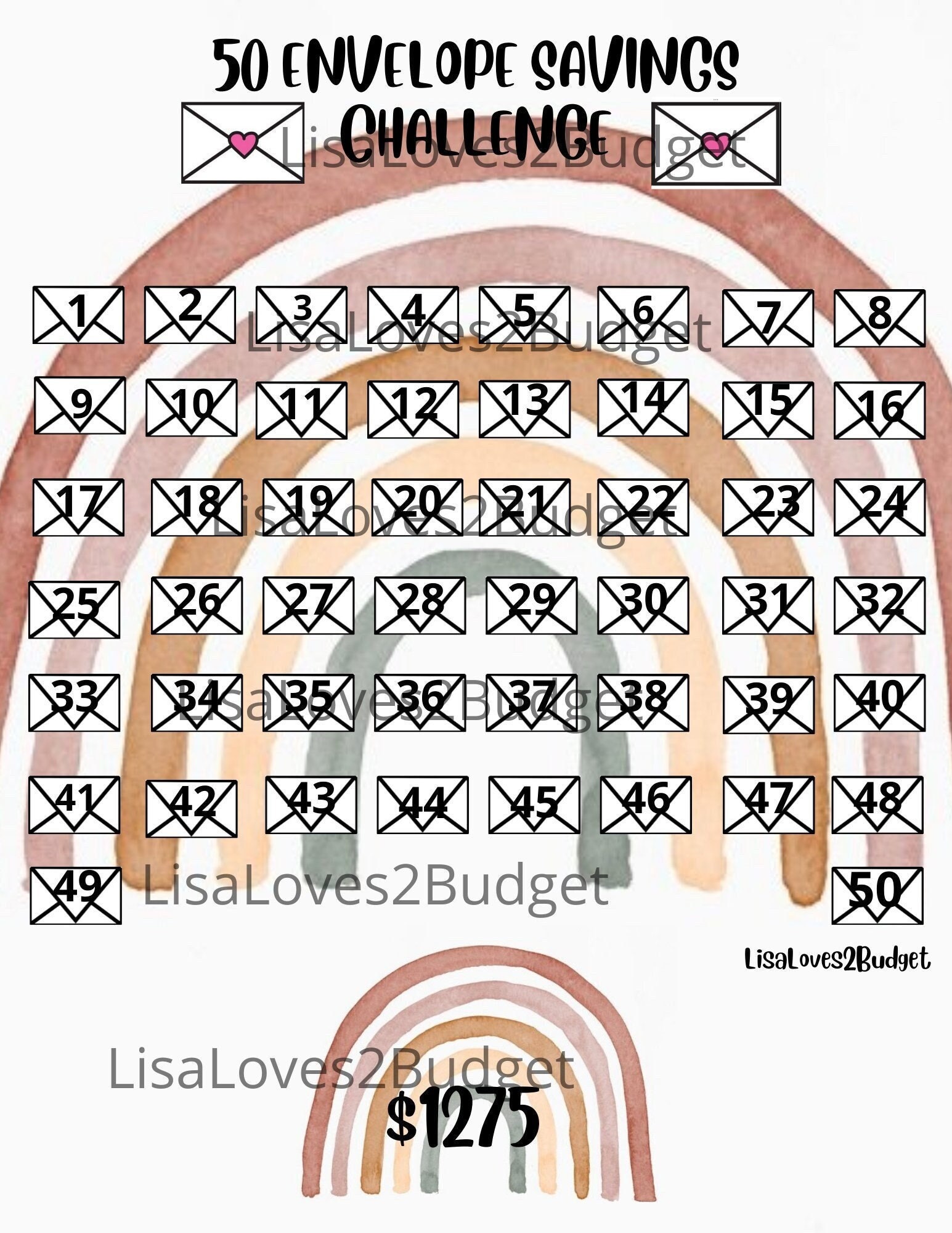 50 Envelopes, 50 Env Challenge, Envelope Challenge, Save Money, Pdf ...