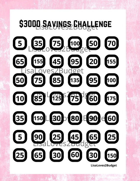 3000 savings challenge saving challenge digital download 3000 dollars save money money challenge