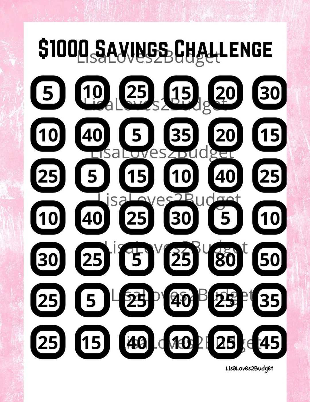 1000 Savings Challenge, Save 1000, 1000 Emergency Fund, Digital ...