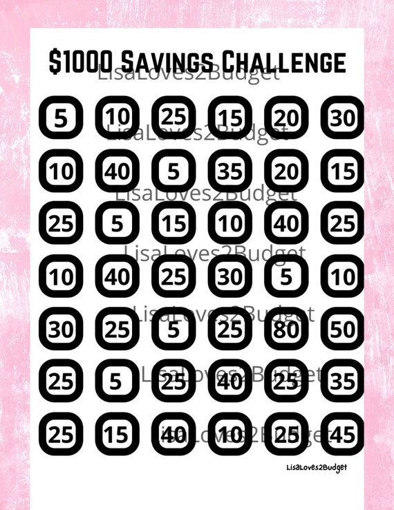 1000 Savings Challenge Save 1000 1000 Emergency Fund - Etsy