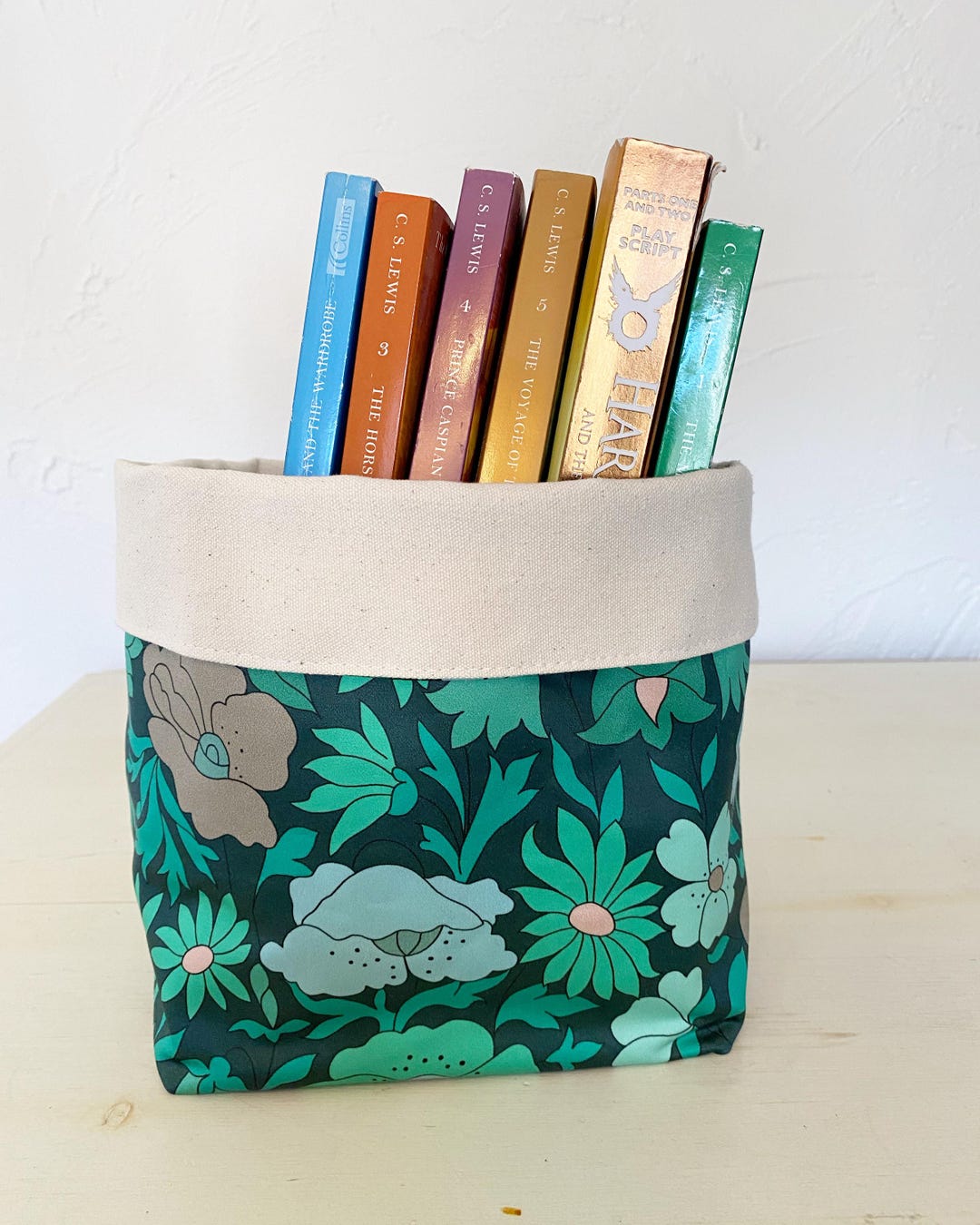 Liberty Print Square Based Fabric Basket, Book Basket, Storage Basket ...