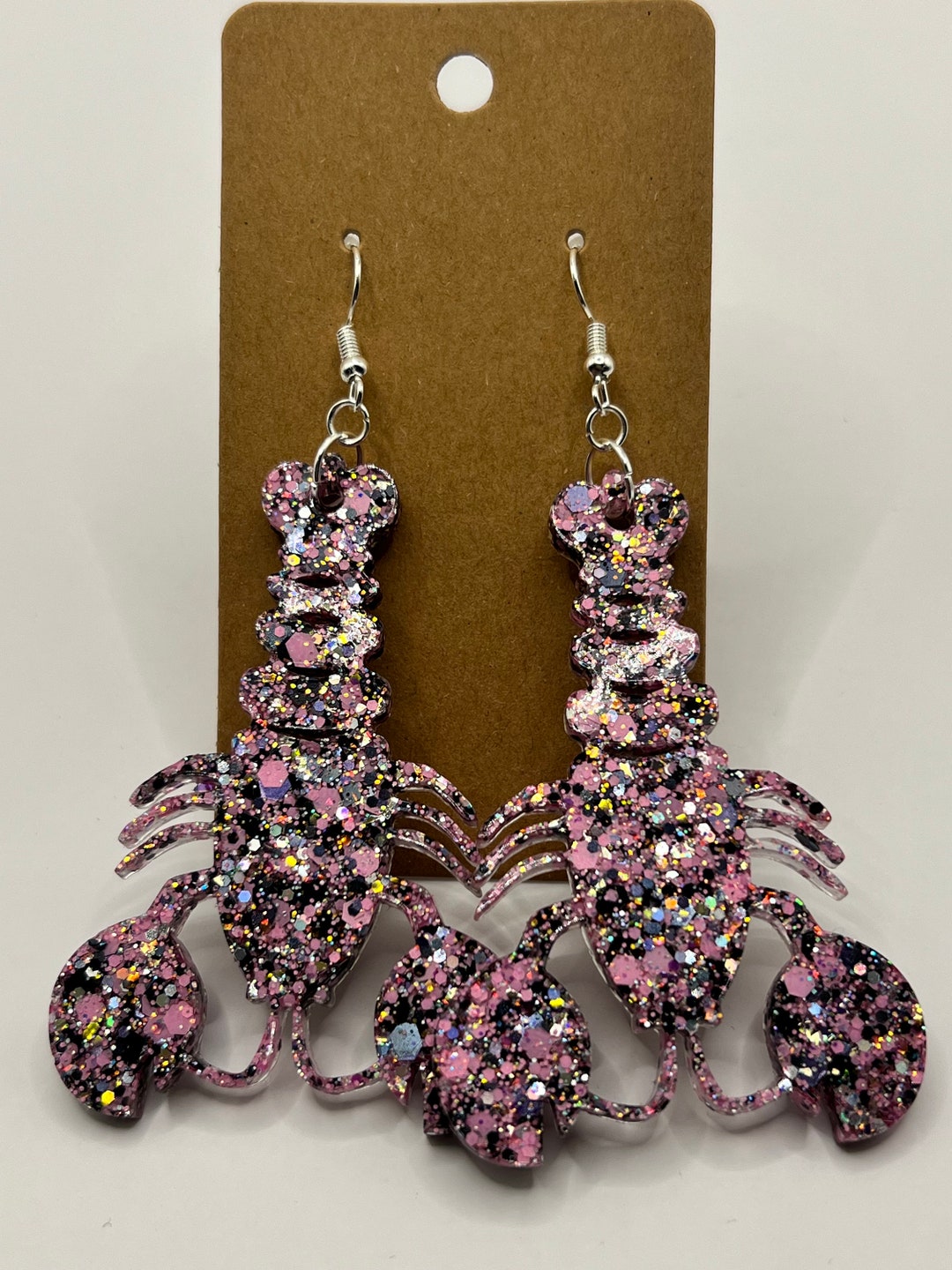 Larry der Hummer in einer Mischung aus babyrosa und schwarzem Glitzer - Etsy.de