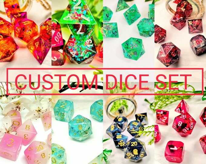 Custom 7 Piece Dnd Ttrpg Dice Set - Etsy