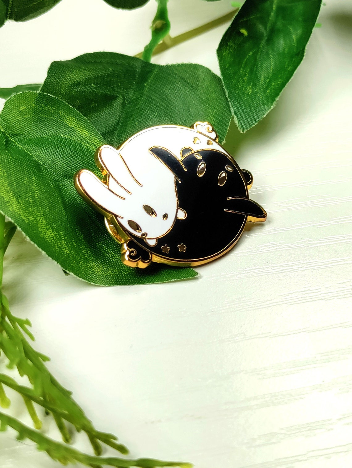 Yin Yang Bunny Enamel Pin, Zen Lapel Pin - Etsy