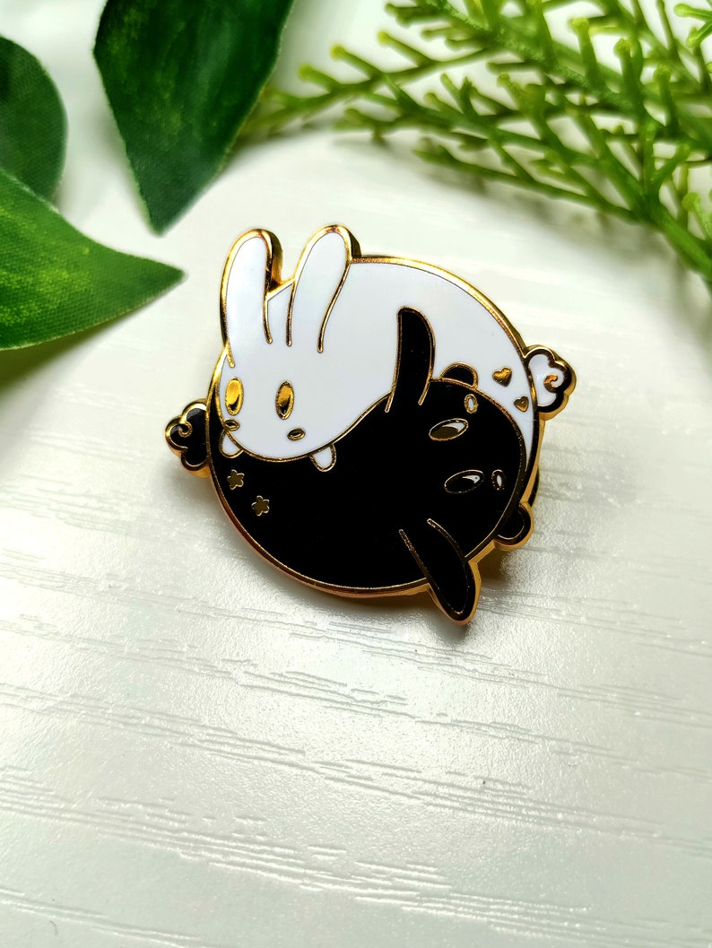 Yin Yang Bunny Enamel Pin, Zen Lapel Pin - Etsy