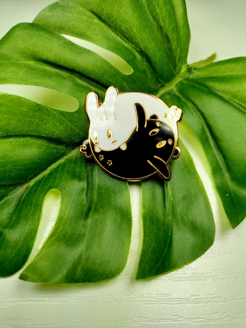 Yin Yang Bunny Enamel Pin, Zen Lapel Pin - Etsy