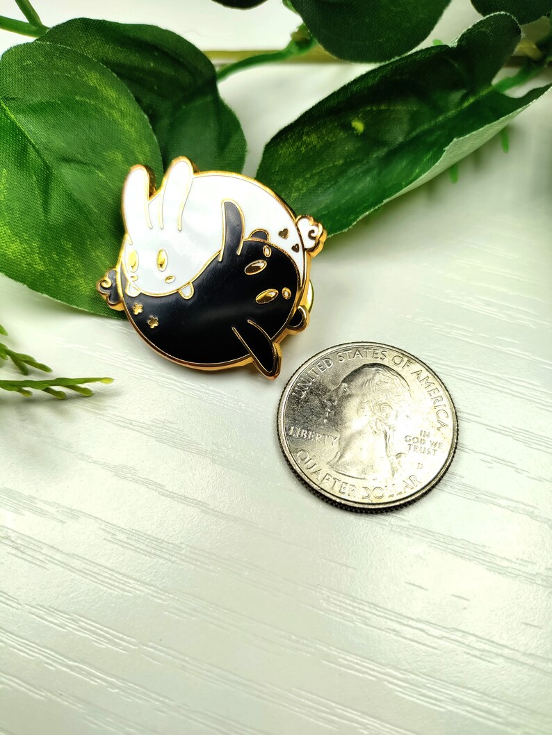 Yin Yang Bunny Enamel Pin, Zen Lapel Pin - Etsy