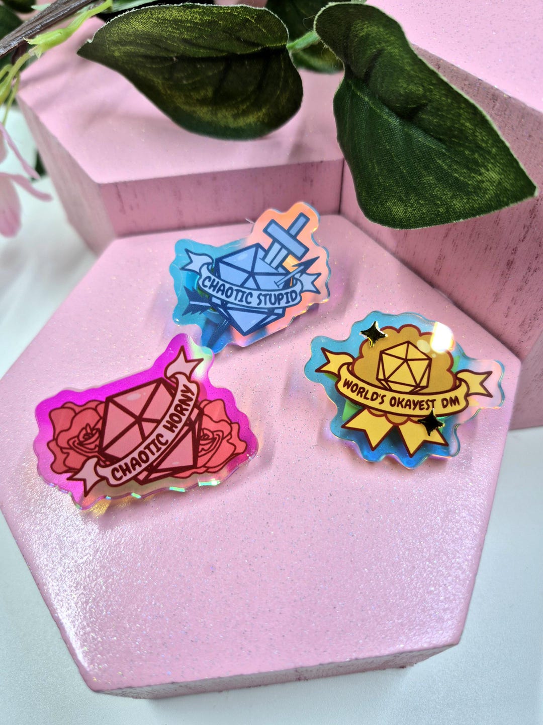 Dnd Dungeons and Dragons D20 Dice Holographic Acrylic Pins - Etsy