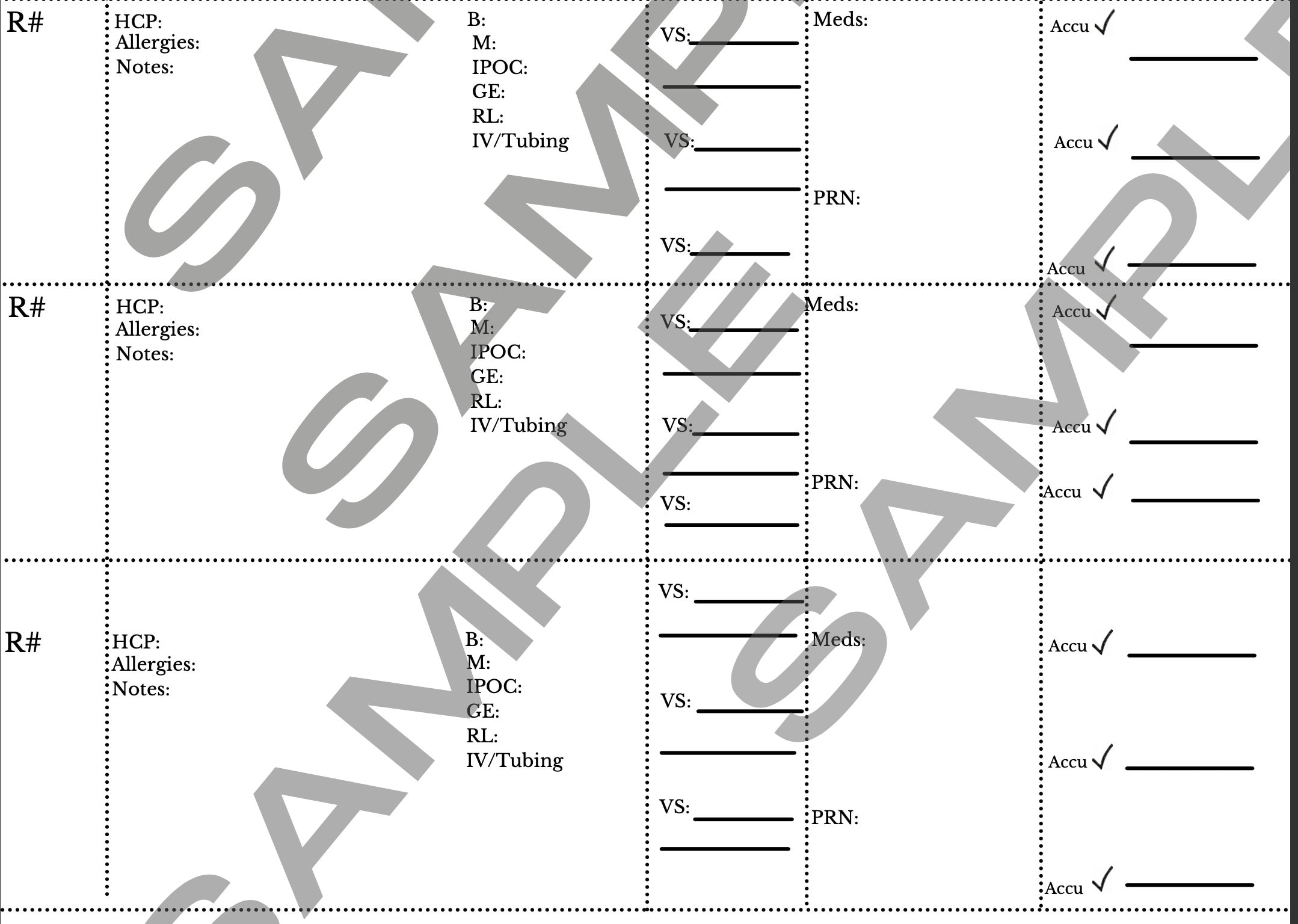 7 Patients Med/surg Med/tele Brain Sheet - Etsy