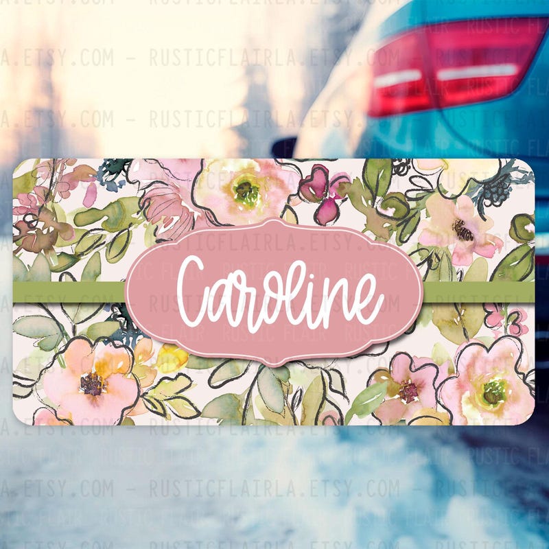 Floral License Plate - Etsy