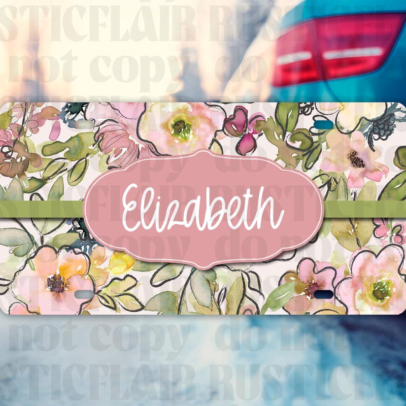 Floral License Plate - Etsy