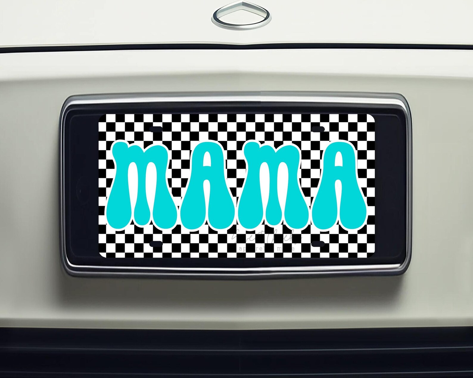 Checkered Mama License Plate, Car Accessories for Women, New Mom Gift ...