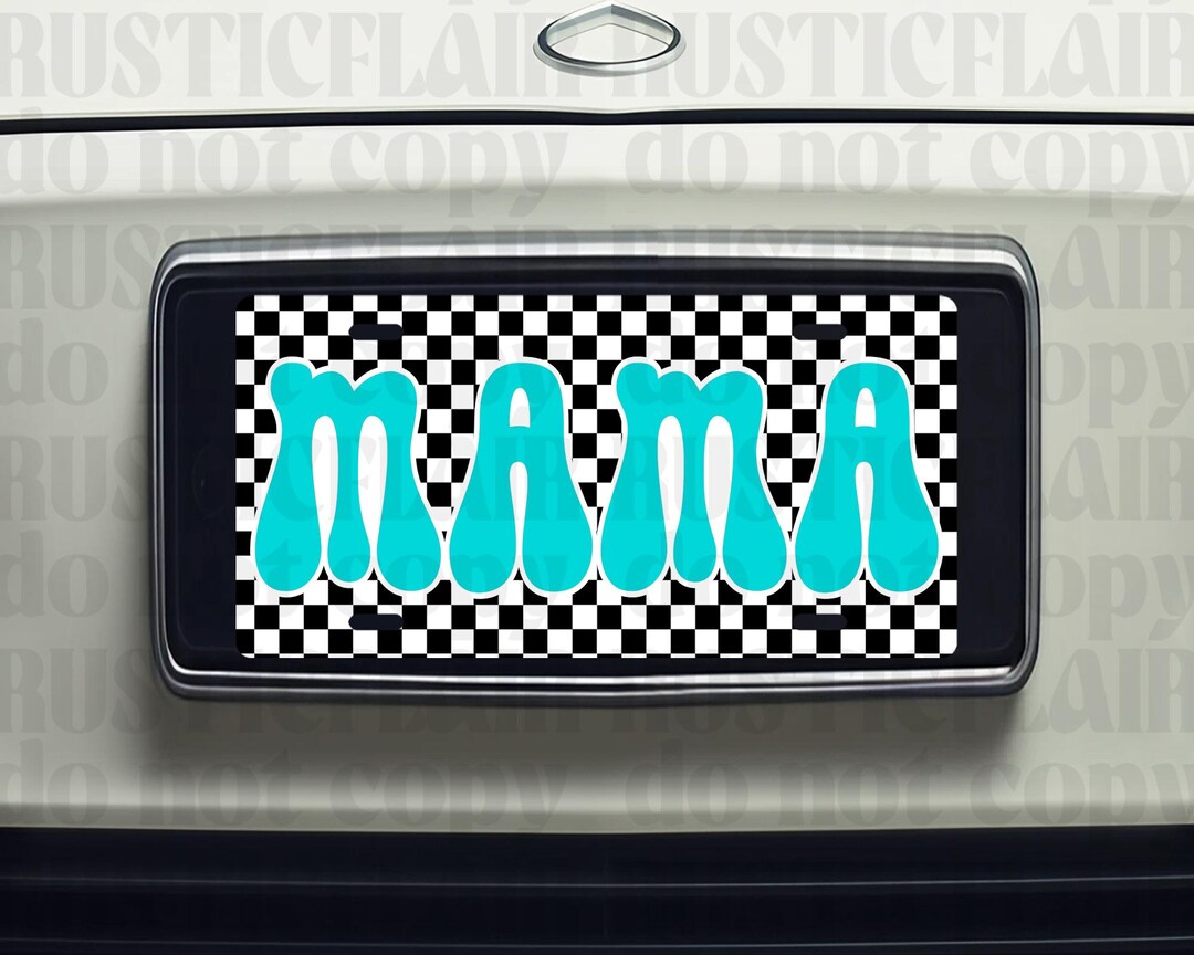 Checkered Mama License Plate, Car Accessories for Women, New Mom Gift ...