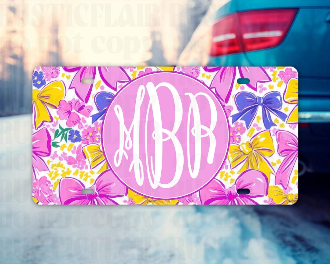 Preppy Coquette Bow Vanity License Plate, Car Accessories for Women ...