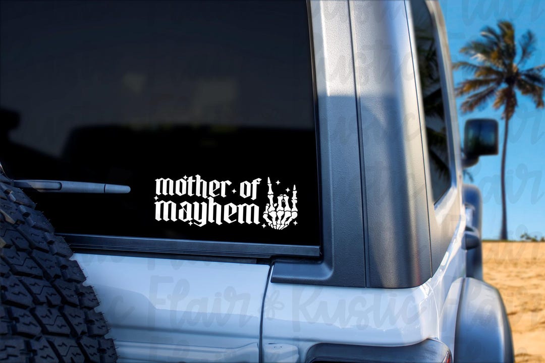 Mother of Mayhem Vinyl Car Decal, Trendy Car Decal for Women, Car ...