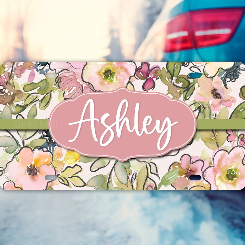 Floral License Plate - Etsy