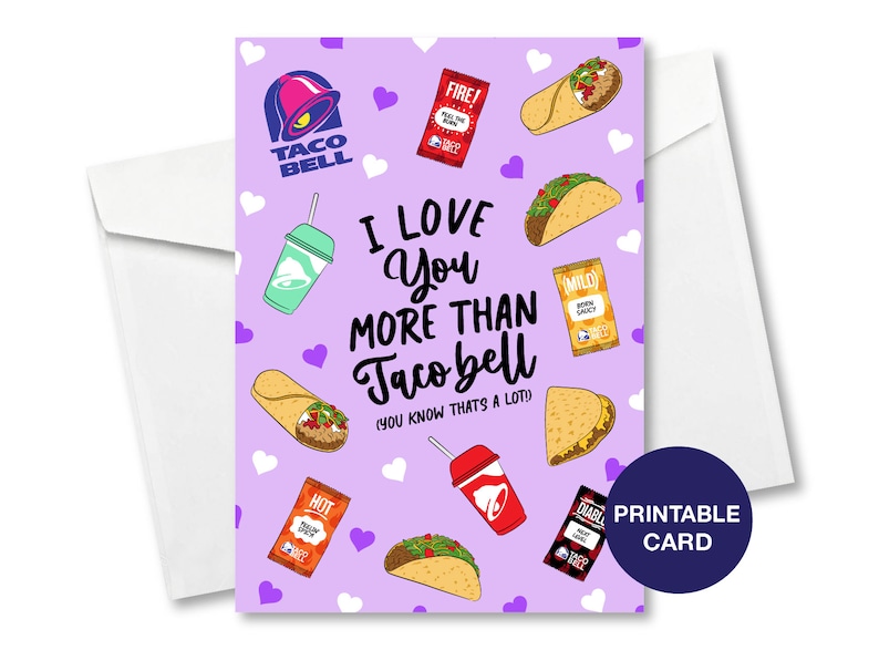 PRINTABLE Taco Bell Birthday Card Taco Bell Card - Etsy