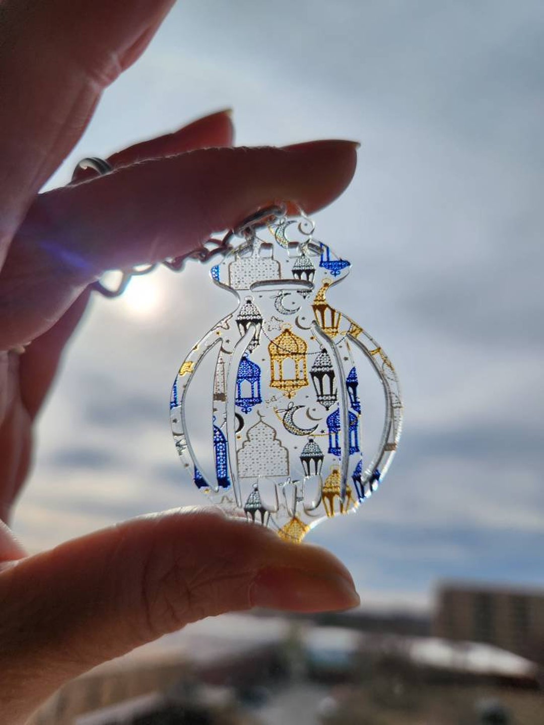 Ramadan Circular Keychain, Lantern Design Keychain for Ramadan, Key Tag ...