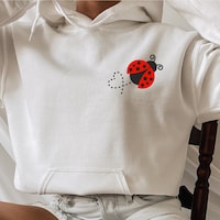 Embroidered Ladybug Hoodie: Stitched Sleeve Design - Etsy