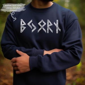 Name in Runes Alphabet Viking Sweatshirt, Norse Personalized Futhark ...