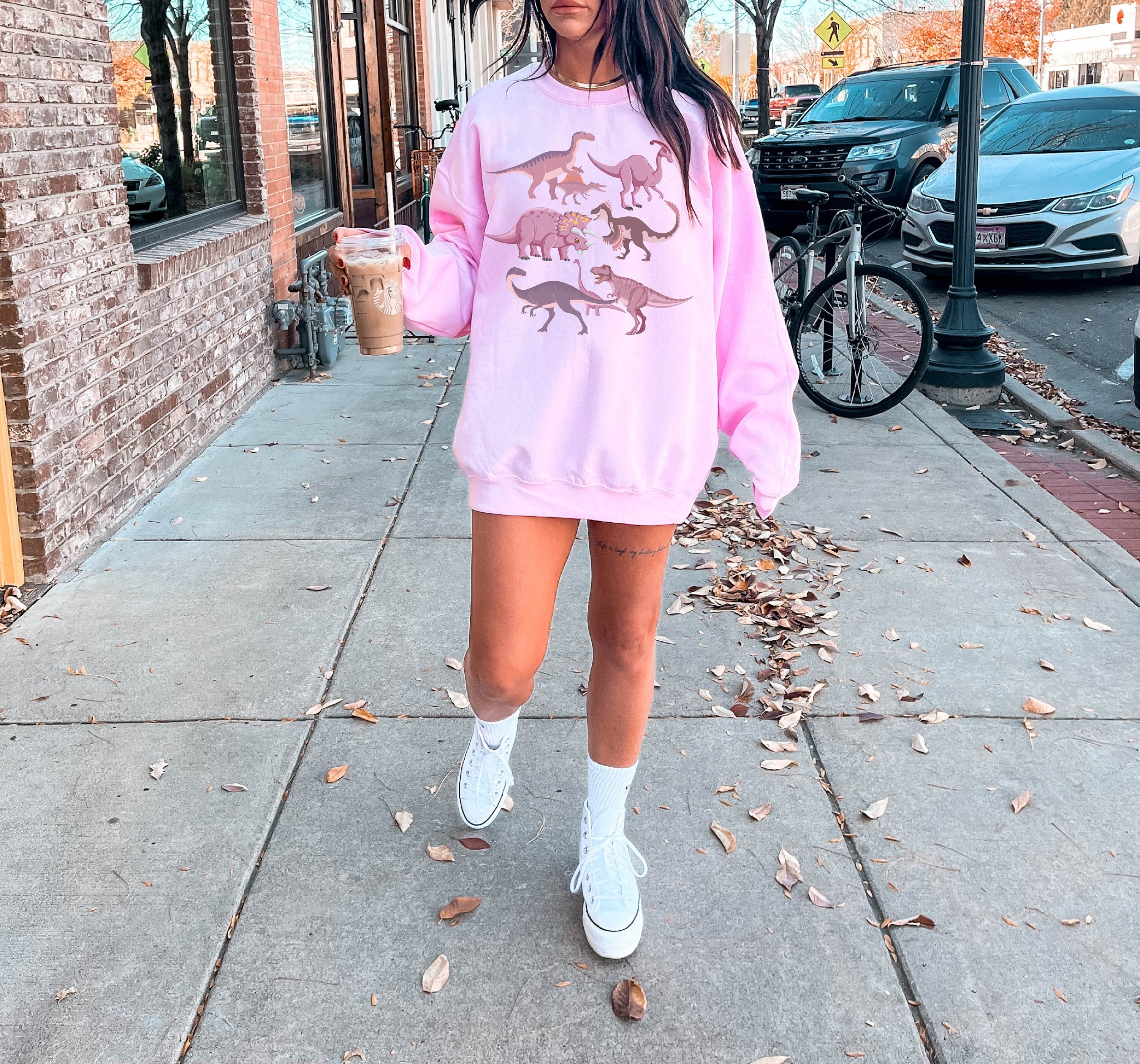 Pink Dinosaur Sweata Sweat,dino Sweat Velociraptor Hoodie Trex Sweat ...