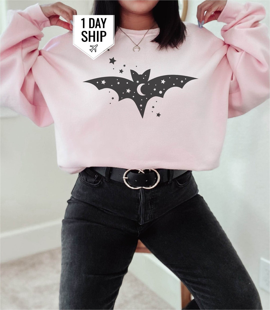 Bat Sweatshirt, Halloween Sweatshirt, Bat Hoodie, Moon Sweatshirt ...
