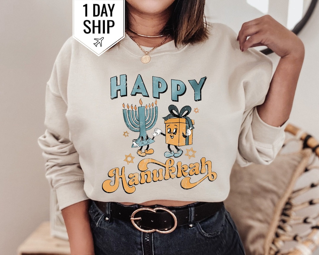 Happy Hanukkah, Religious Sweat for Jewish, Family Matching Shirt, Cute ...