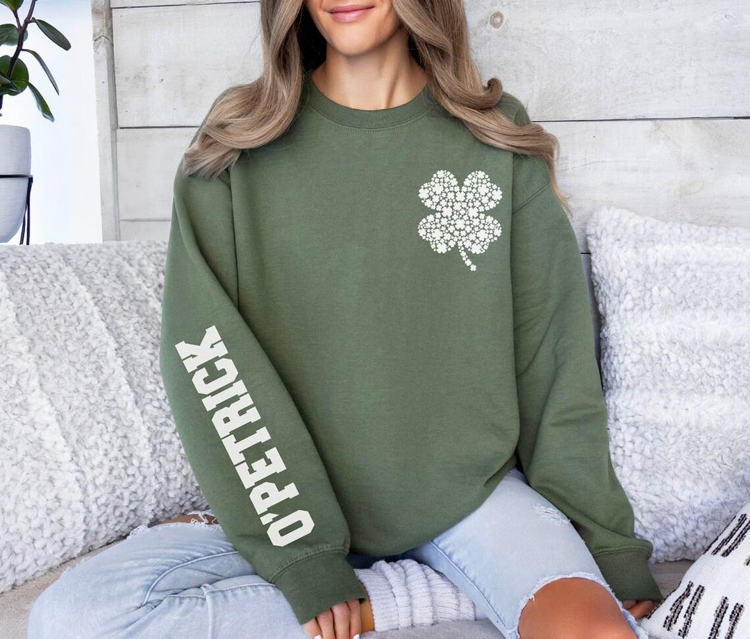 Custom Sleeve Text St. Patrick's Day Sweatshirt, Irish Day Gift ...