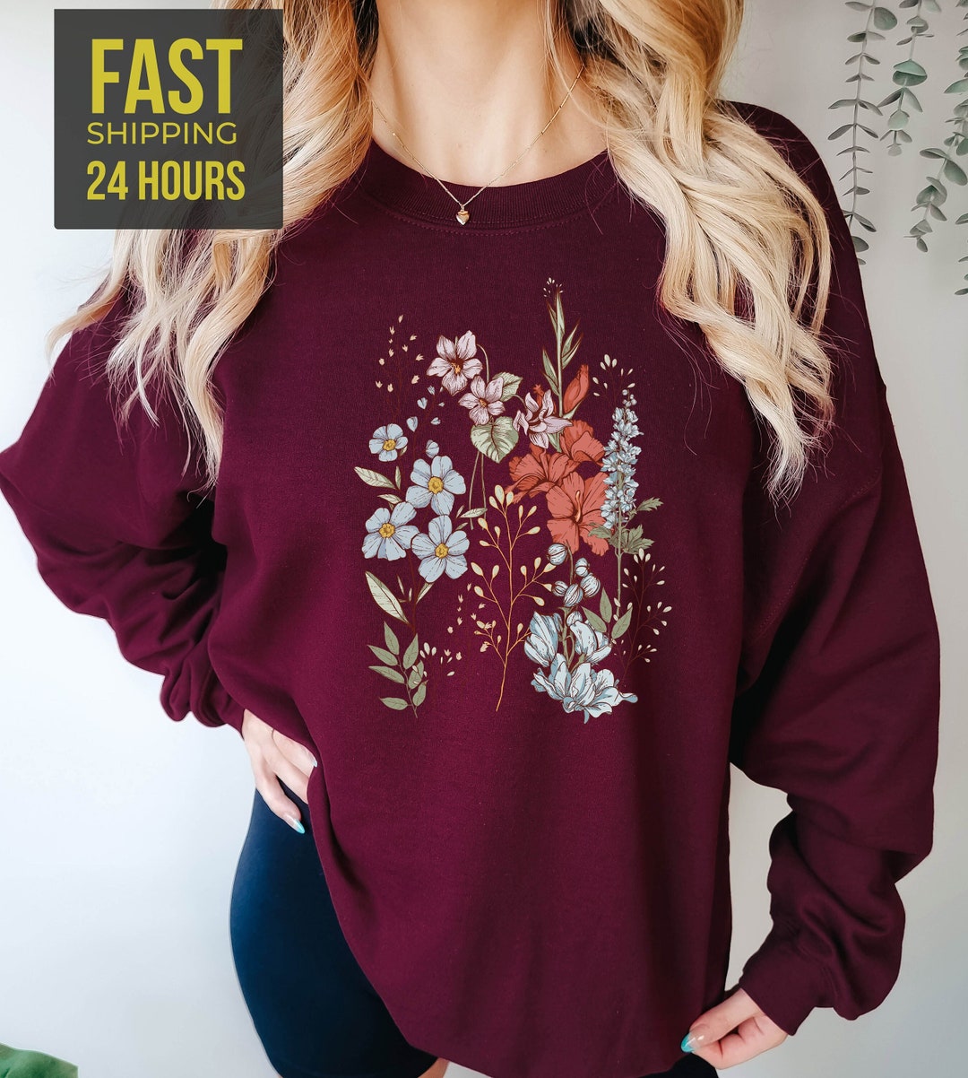 Pressed Flowers Sweatshirt,wildflowers Sweatshirt,hoodie,flower ...