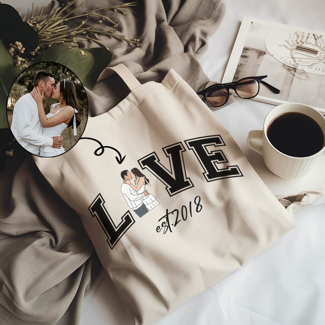 Personalized Drawing Tote Bag, Portrait From Photo Tote Bag, Custom ...