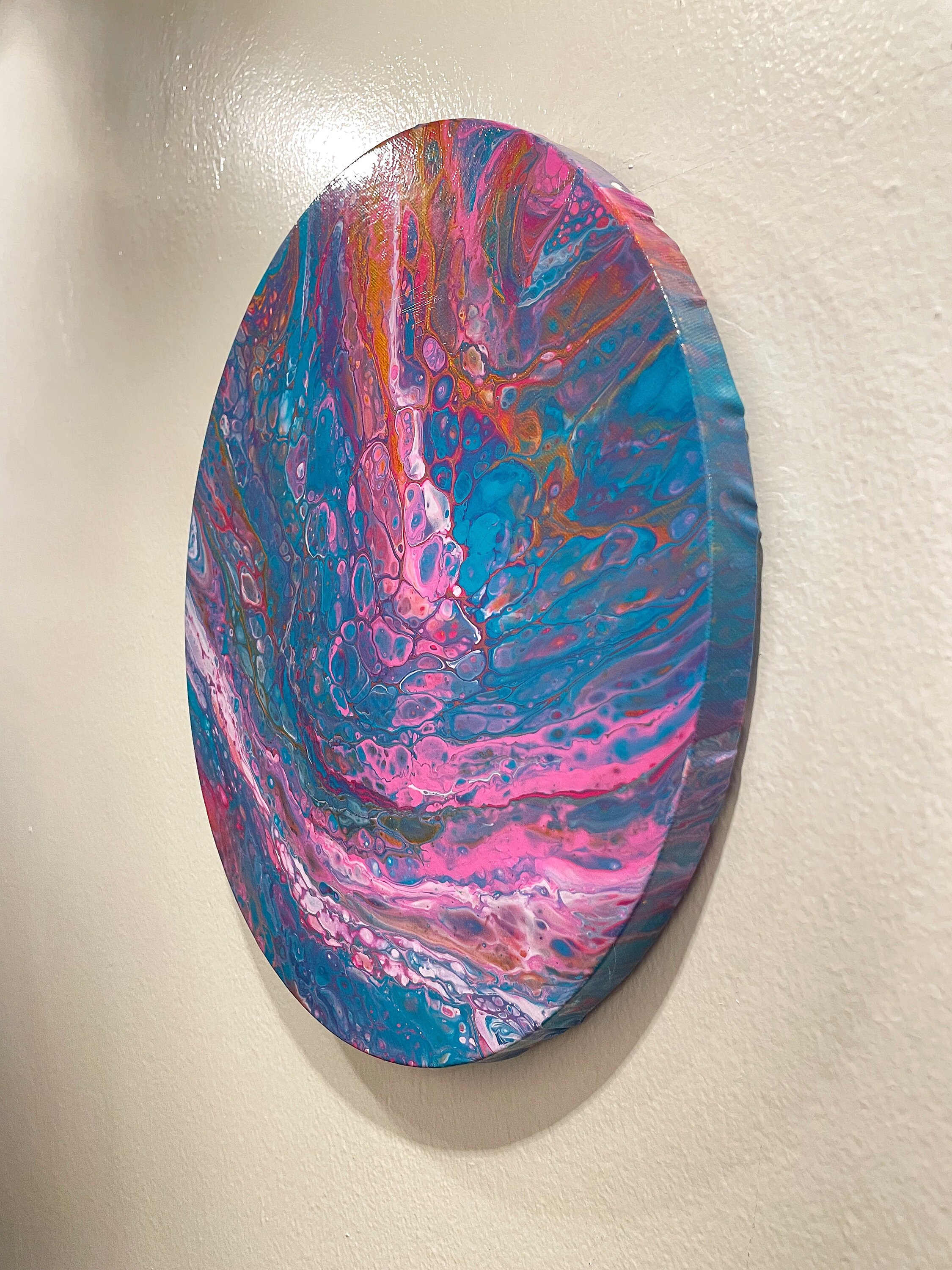 Original Abstract Painting on Round Canvas Acrylic Pour - Etsy