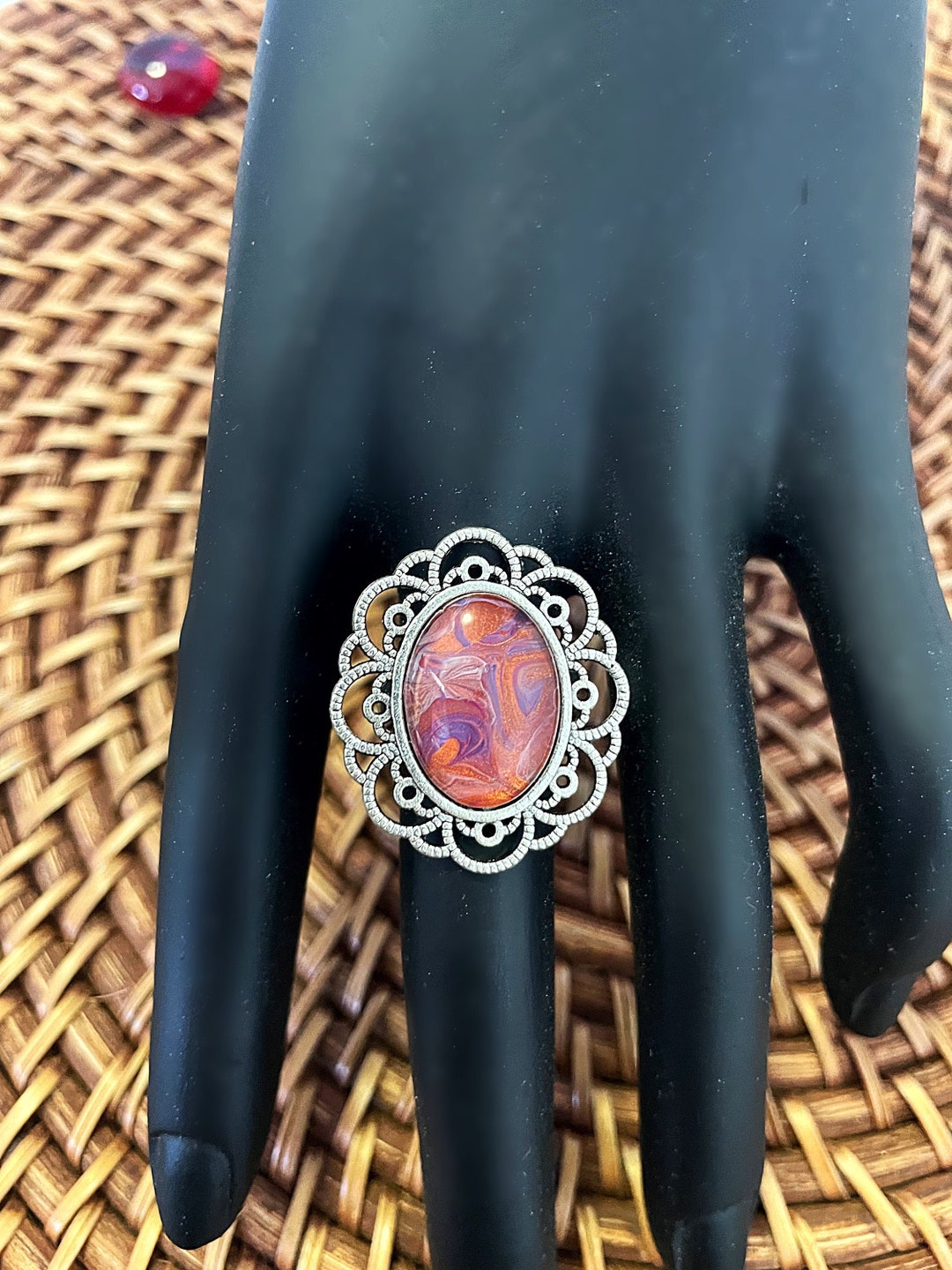 Victorian Style Paint Pour Ring, Adjustable Statement Ring - Etsy