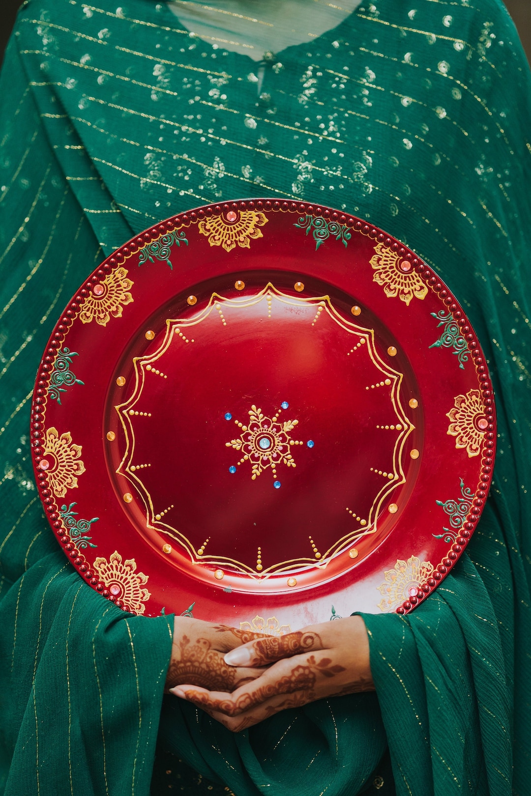 Mehndi Plate | Henna Charger | Mehndi Thaal | Diwali | Wedding Decor ...