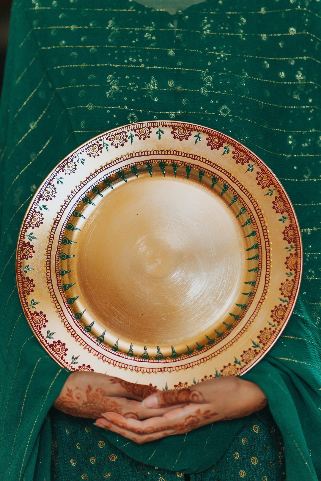 Mehndi Plate | Henna Charger | Mehndi Thaal | Diwali | Wedding Decor ...